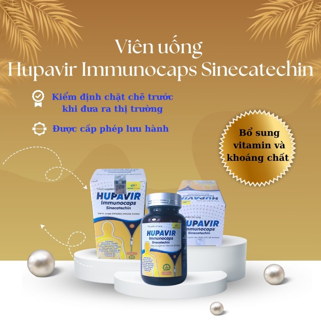 Viên uống Hupavir Immunocaps Sinecatechin - Tăng cường miễn dịch chống ...